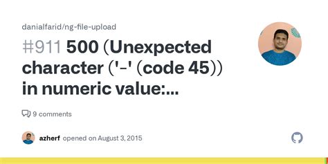 500 unexpected character code 45 in numeric value expected
