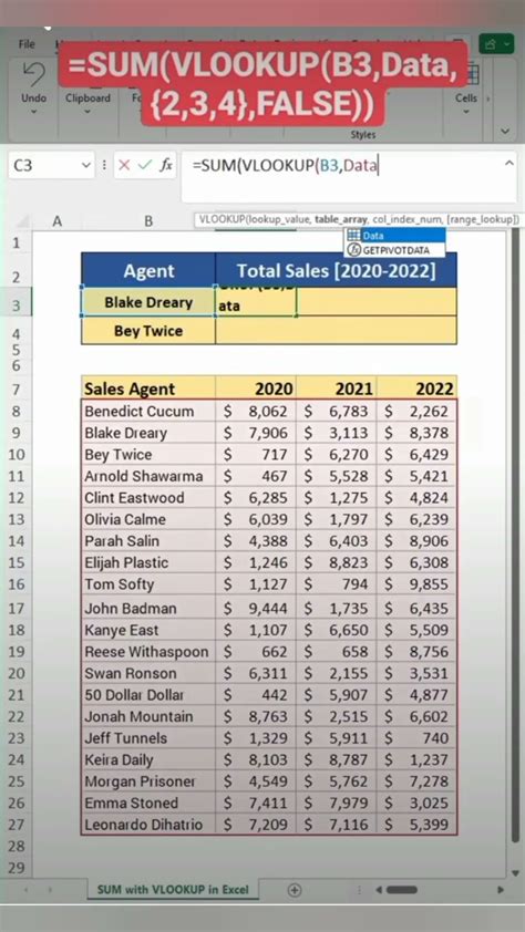 Sum And Vlookup In Microsoft Excel Advanceexcel Learnexcel Exceltricks Exceltips Exceltips