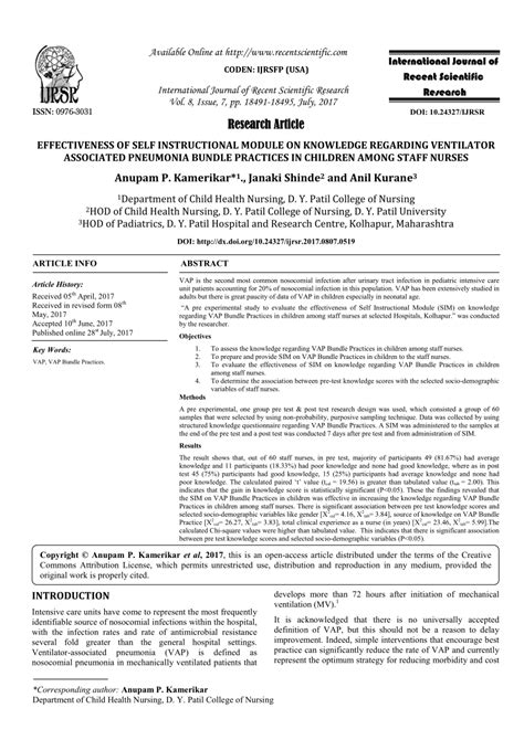 Pdf Effectiveness Of Self Instructional Module On Knowledge Regarding