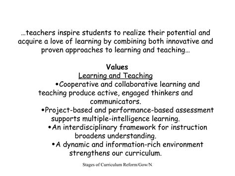 Stages Of Curriculum Reform Ppt
