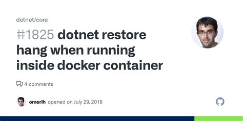 Dotnet Restore Hang When Running Inside Docker Container · Issue 1825 · Dotnetcore · Github