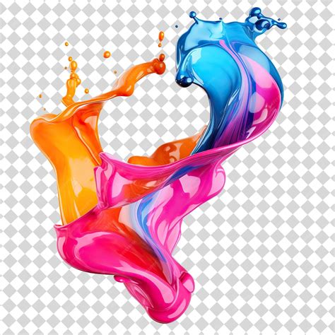 투명한 배경 Psd 파일에 분리된 다채로운 페인트 스플래시 프리미엄 Psd 파일