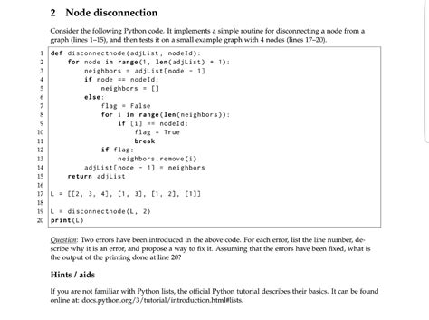 2 Node Disconnection Consider The Following Python