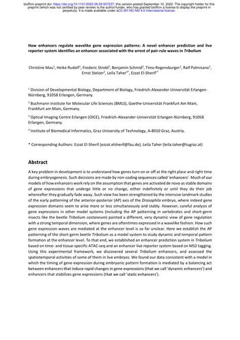 Pdf How Enhancers Regulate Wavelike Gene Expression Patterns A Novel