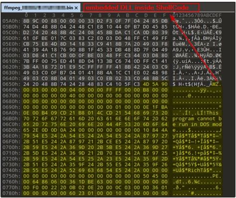 Figure 11 Embedded Dll File Inside Shellcode Cyble