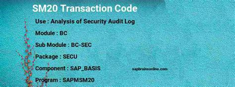 Sm20 Sap Tcode For Analysis Of Security Audit Log
