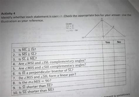 Solved Activity 4 Identify Whether Each Statement Is Correc† Check The