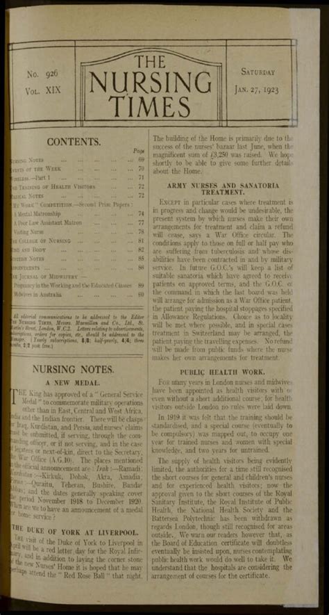 Issue 926 1923 01 27 Nursing Times