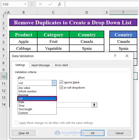 How To Create A Drop Down List With Unique Values In Excel Methods