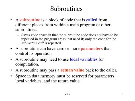 Ppt Subroutines Powerpoint Presentation Free Download Id4124961