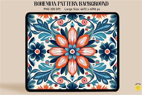 Pattern Of Flowers Bohemian Style Graphic By Lazy Sun · Creative Fabrica