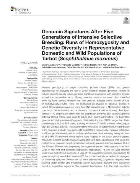 Pdf Genomic Signatures After Five Generations Of Intensive Selective Breeding Runs Of