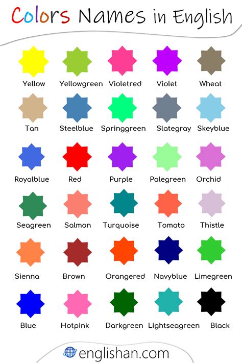 Colors With Names In English Englishan