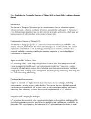 Exploring IoT S Impact On Smart Cities A Comprehensive Review Course Hero