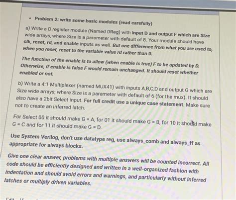 Solved Problem Write Some Basic Modules Read Carefully Chegg Com