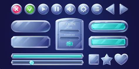 Glass Game Buttons Ui Or Ux Menu Panel Elements 13699216 Vector Art At