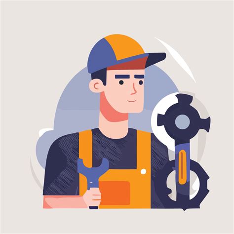 Engineer Man With Orange Cap And White Shirt 24681673 Vector Art At Vecteezy