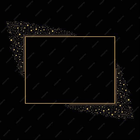 Premium Vector Gold Rectangle Frame With Sparkling Glitter Stars