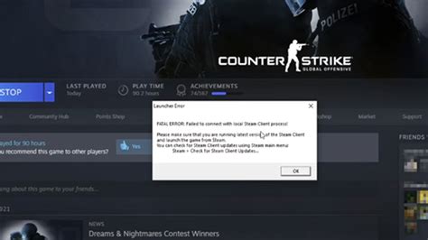 steam failed to connect with local steam client process fix