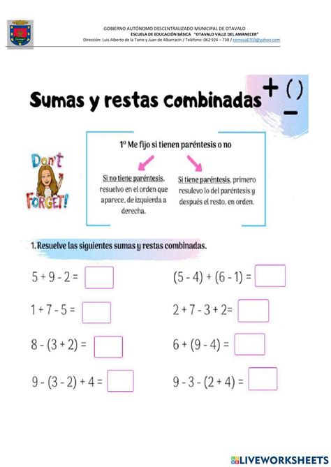 Operaciones Combinadas Online Exercise For Live Worksheets