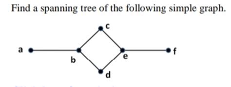 Find A Spanning Tree Of The Following Simple Graph Filo