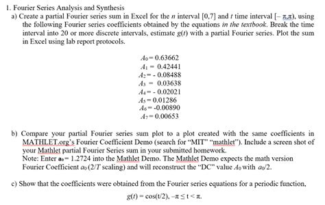 solved 1 fourier series analysis and synthesis a create a