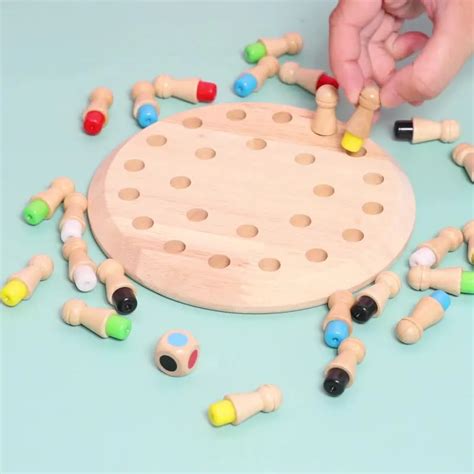 어린이 게임 체스 나무 메모리 매치 스틱 재미있는 컬러 게임 보드 퍼즐 교육용 장난감 인지 능력 학습 어린이 장난감 취미 및 수집품