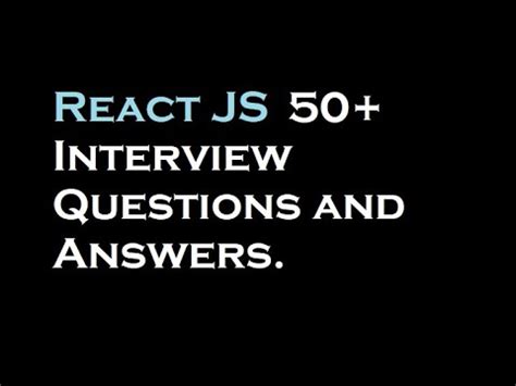 React Js Interview Questions And Answers YouTube