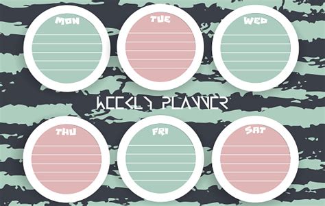 주간 일기 현대적인 평면 스타일의 계획 개념 화려한 추상 줄무늬 배경에 할 일 목록 노트 0명에 대한 스톡 벡터 아트 및 기타 이미지 Istock