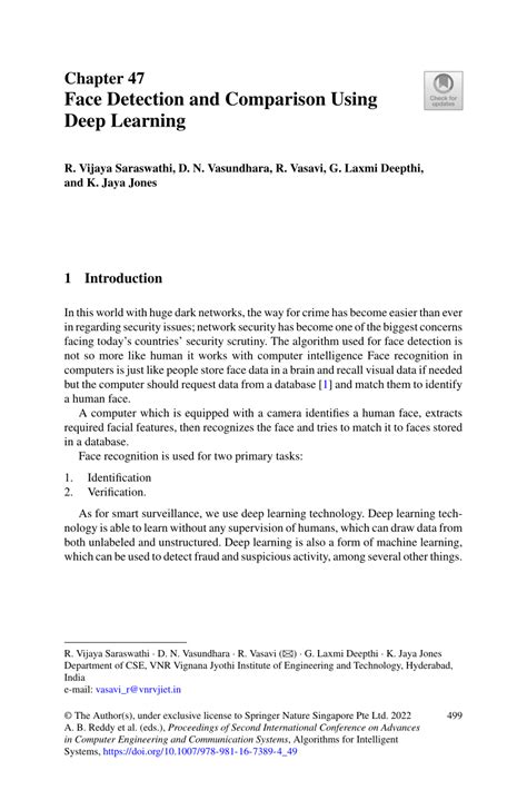 PDF Face Detection And Comparison Using Deep Learning