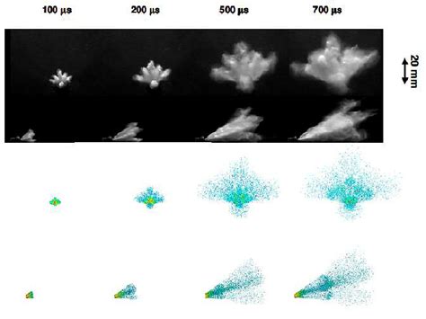 Experimentally Collected Images Top And Numerically Computed Sprays