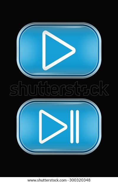 Modern Glass Buttons Play Pause Rectangular Stock Vector Royalty Free Shutterstock