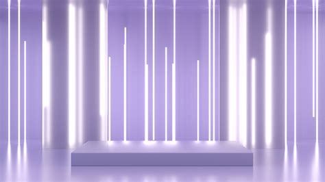 빈 연단 제품 진열장 플랫폼 네온 조명 라일락 색상 배경으로 스탠드 0명에 대한 스톡 사진 및 기타 이미지 0명 3차원 형태 Led 조명 Istock
