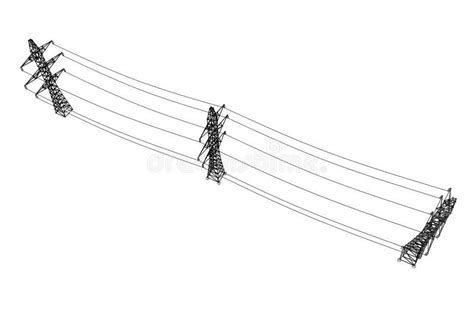 Electric Pylons Or Electric Towers Concept Stock Illustration
