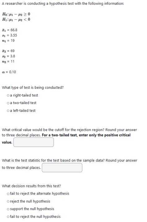 Solved A Researcher Is Conducting A Hypothesis Test With The Chegg Com