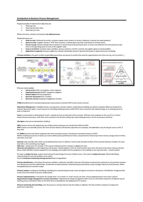 Summary BPM Zusammenfassung Business Process Management Introduction To Business Process