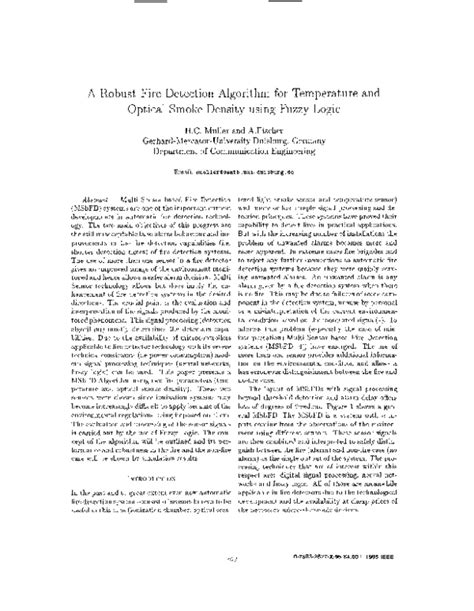 Pdf A Robust Fire Detection Algorithiii For Temperature And Optical