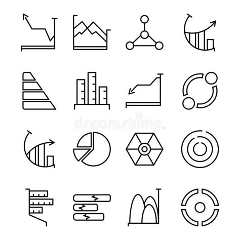 Line Art Icon Set Of Business Finance Economy Infographic Statistic Diagram Data Stock Vector