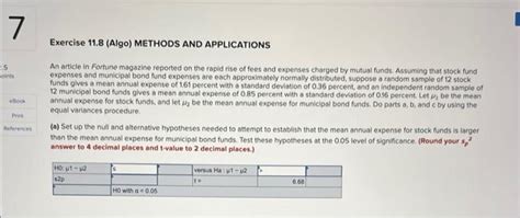 Solved Exercise 11 8 Algo METHODS AND APPLICATIONS An Chegg Com