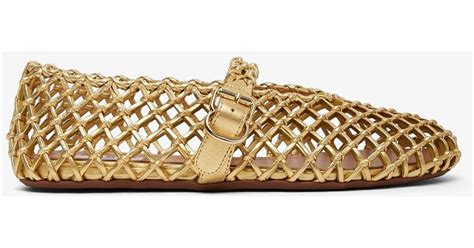Alaïa Braided Gold Leather Ballet Flats In Metallic Lyst