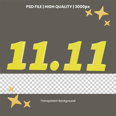 Premium Psd 3d Rendering Number 1111 With Stars Icon Object