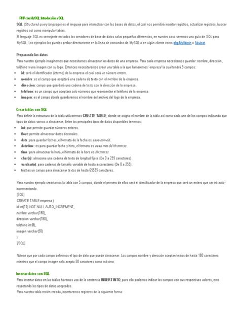 Php Con Mysql Pdf Sql Php