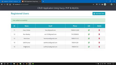 Crud App Vuejs Php Mysqli And Axios Crud Application Using Vuejs