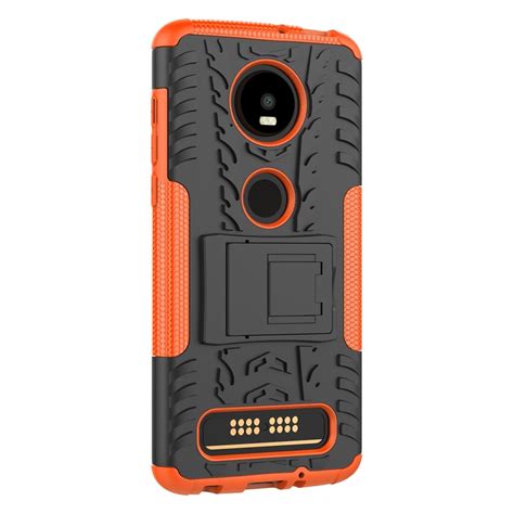 Tire Texture TPU PC Shockproof Phone Case For Motorola Moto Z4 Play With Fingerprint Hole