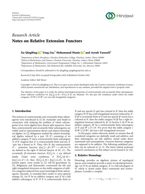 Pdf Notes On Relative Extension Functors