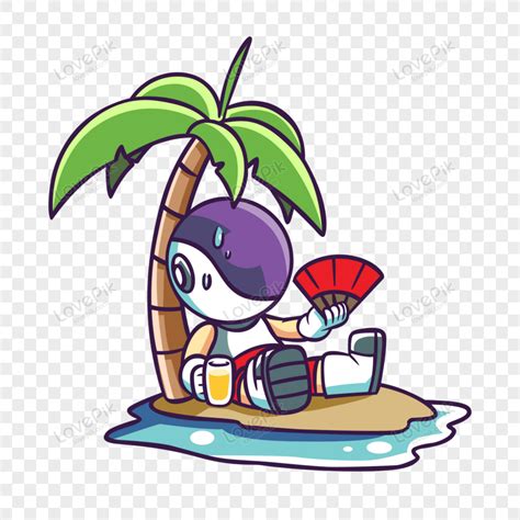해변 벡터 일러스트 레이 션에 편안한 Astronout 스타일 Png 일러스트 무료 다운로드 Lovepik
