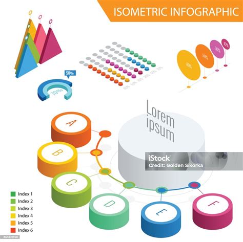 3 차원 Isometric Infographic 당신의 비즈니스 프레 젠 테이 션에 대 한 평면 데이터 아이콘 세계 지도 차트와 디자인 요소 Infographics의 큰