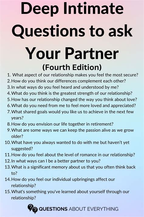 Deep Intimate Questions To Ask Your Partner Intimate Questions Relationship Advice Fun