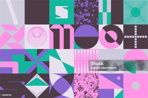 Generative Design Artwork Of Abstract Vector Generated Shapes Composition Stock Illustration