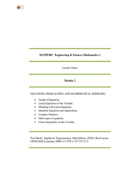 Module Ii Pdf Quadratic Equation Equations